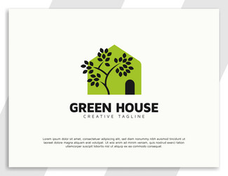 House tree logo design with leaf Royalty Free Vector Image