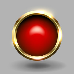 Red round glass button with chrome frame Vector Image
