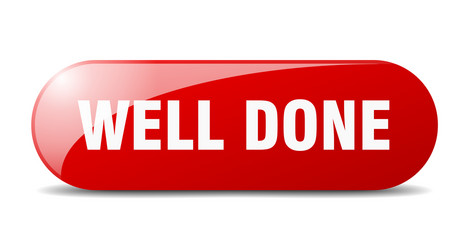 Well done button rounded red sign Royalty Free Vector Image