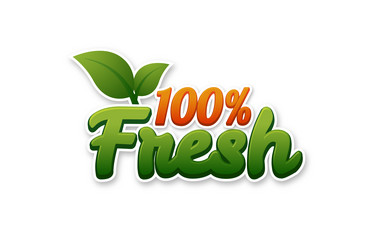 100 fresh typography logo design fresh with leaf Vector Image