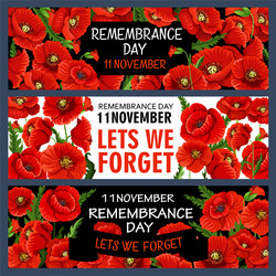 11 november poppy remembrance day card Royalty Free Vector