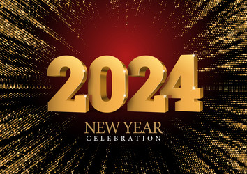 Gold text design 2024 golden 3d numbers Royalty Free Vector