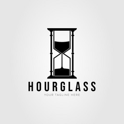 Silhouette hourglass timer logo design Royalty Free Vector