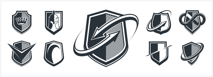 Set of different designs of shields for branding Vector Image