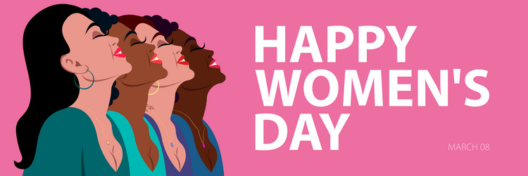 Happy womens day silhouettes of female faces Vector Image