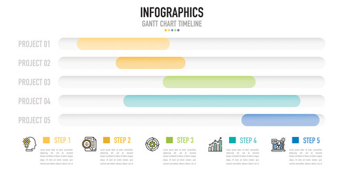 Project Timeline & Gantt Chart Infographic Vector Image