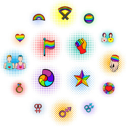 Lgbt signs and symbols 60 icons Royalty Free Vector Image
