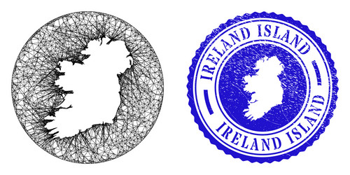 Mesh wire frame inverted thassos island map Vector Image