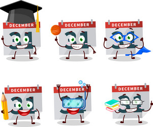 School student 1st december calendar cartoon Vector Image