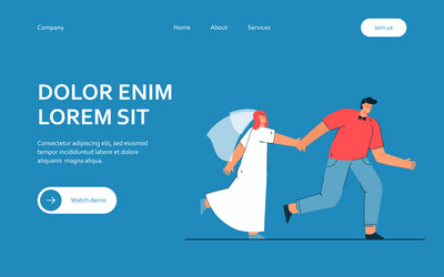 Cartoon bride and groom getting married Royalty Free Vector