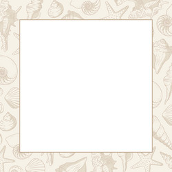 Square seashells frame sea and ocean design Vector Image