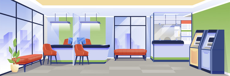 Bank office interior background finance services Vector Image