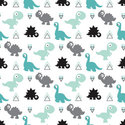 Dino blue color boy seamless pattern Royalty Free Vector