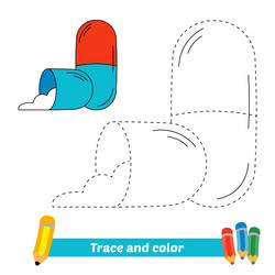 Trace and color for kids house Royalty Free Vector Image