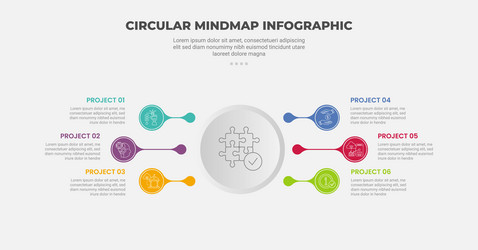 Circular mind map infographic outline style Vector Image