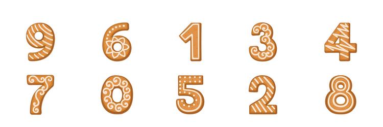 Numbers and numeral as freshly baked cookie Vector Image