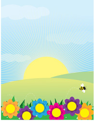 Rainbow spring meadows Royalty Free Vector Image