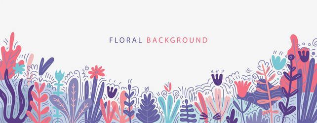 Cute horizontal banner with colourful hand drawn Vector Image