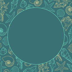 Round seashells frame sea and ocean design Vector Image