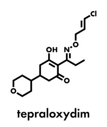 Pinoxaden herbicide molecule skeletal formula Vector Image