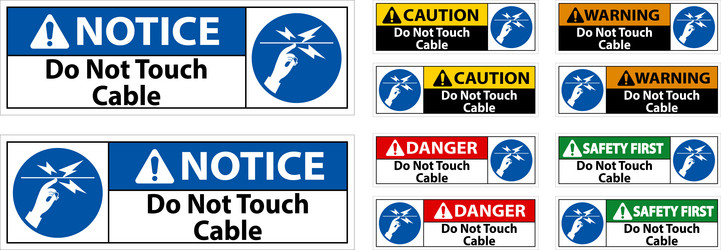 Warning do not touch cable sign on white Vector Image