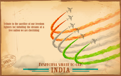 Jet planes flying high on indian tricolor flag Vector Image