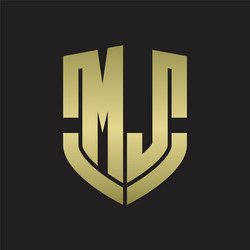 Mj logo monogram with shield shape isolated blue Vector Image