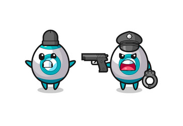 Ghost robber with hands up pose caught police Vector Image