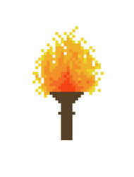 Flame Pixelated Torch Vector Images (over 140)