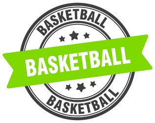 Basketball stamp label on transparent Royalty Free Vector