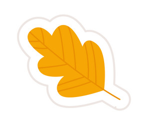 Cartoon sticker with green tree leaf Royalty Free Vector