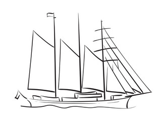 Japanese boats ship sketch ink design elements Vector Image