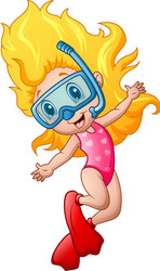 Little girl cartoon playing a sand on beach Vector Image