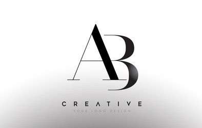 Ab letter logo design icon with serif font Vector Image
