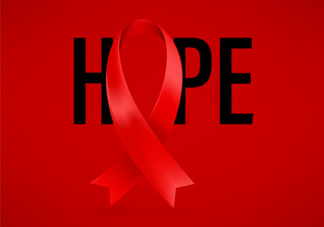 Red ribbon on background hope aids awareness Vector Image