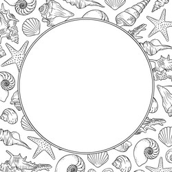 Round seashells frame sea and ocean design Vector Image