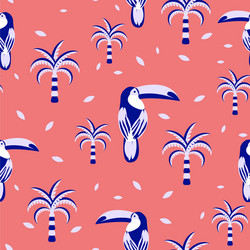 Exotic toucan birds and palms seamless pattern Vector Image