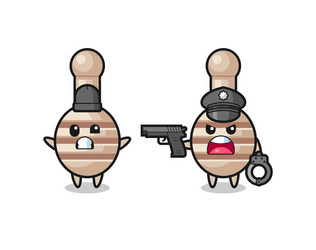 Cooking spoon robber with hands up pose caught Vector Image