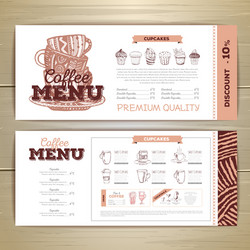 Coffee shop menu with old building Royalty Free Vector Image