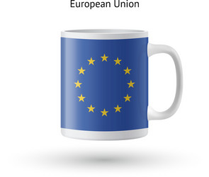 Canary islands flag souvenir mug on white Vector Image