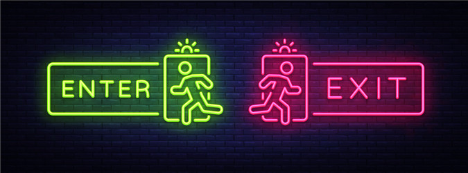 Exit neon signboard sign design Royalty Free Vector Image