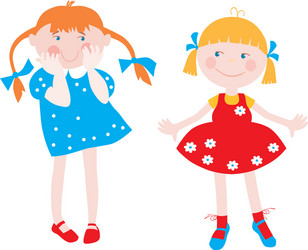 Back of two crying girls Royalty Free Vector Image