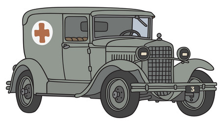 Old military ambulance Royalty Free Vector Image