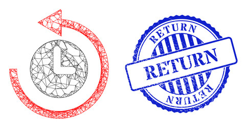 Polygonal mesh time return rotation pictograms Vector Image