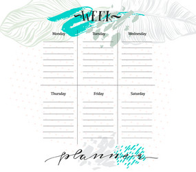 Weekly planner template organizer and schedule Vector Image