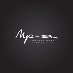 Handwritten signature logo for initial letter mp Vector Image