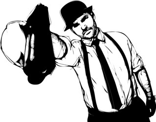 Gangsters automatic weapon tommy gun engraving Vector Image