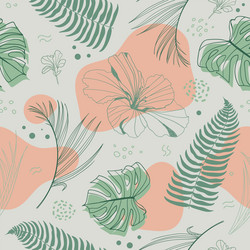 Hand drawn tropical leaves pattern sketch drawing Vector Image