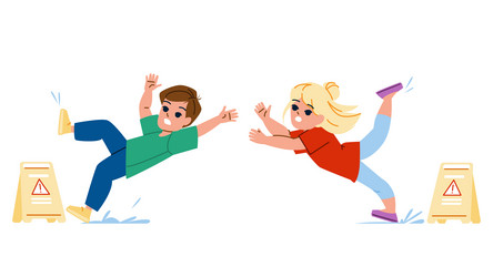 Wet floor kid girl Royalty Free Vector Image - VectorStock