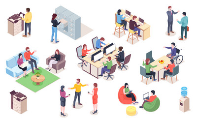 Isometric Office Collaboration Royalty Free Vector Image